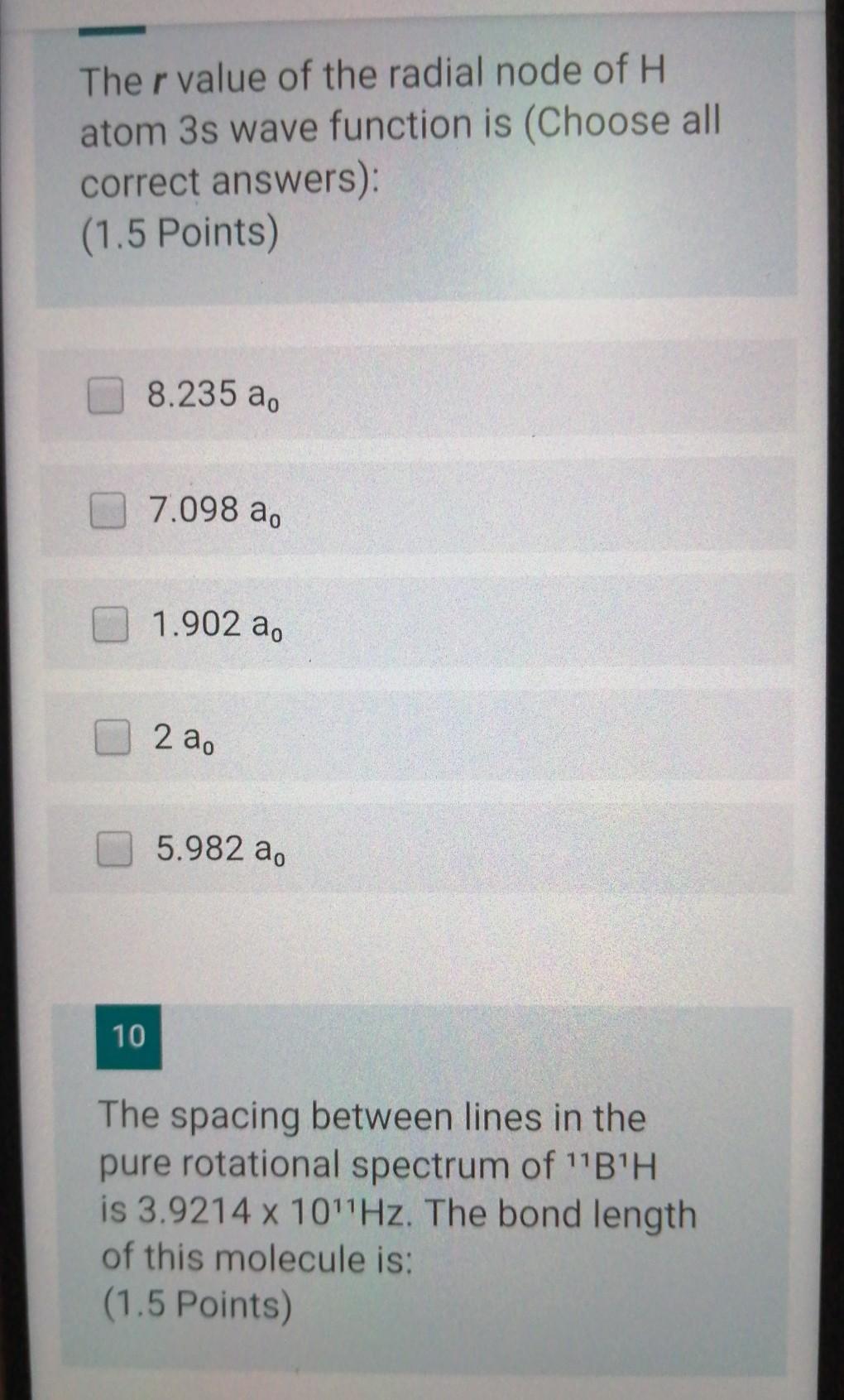 Solved Ther value of the radial node of H atom 3s wave | Chegg.com