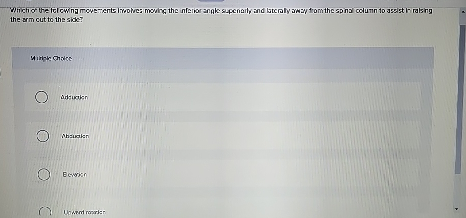 Solved Which of the following movements involves moving the | Chegg.com