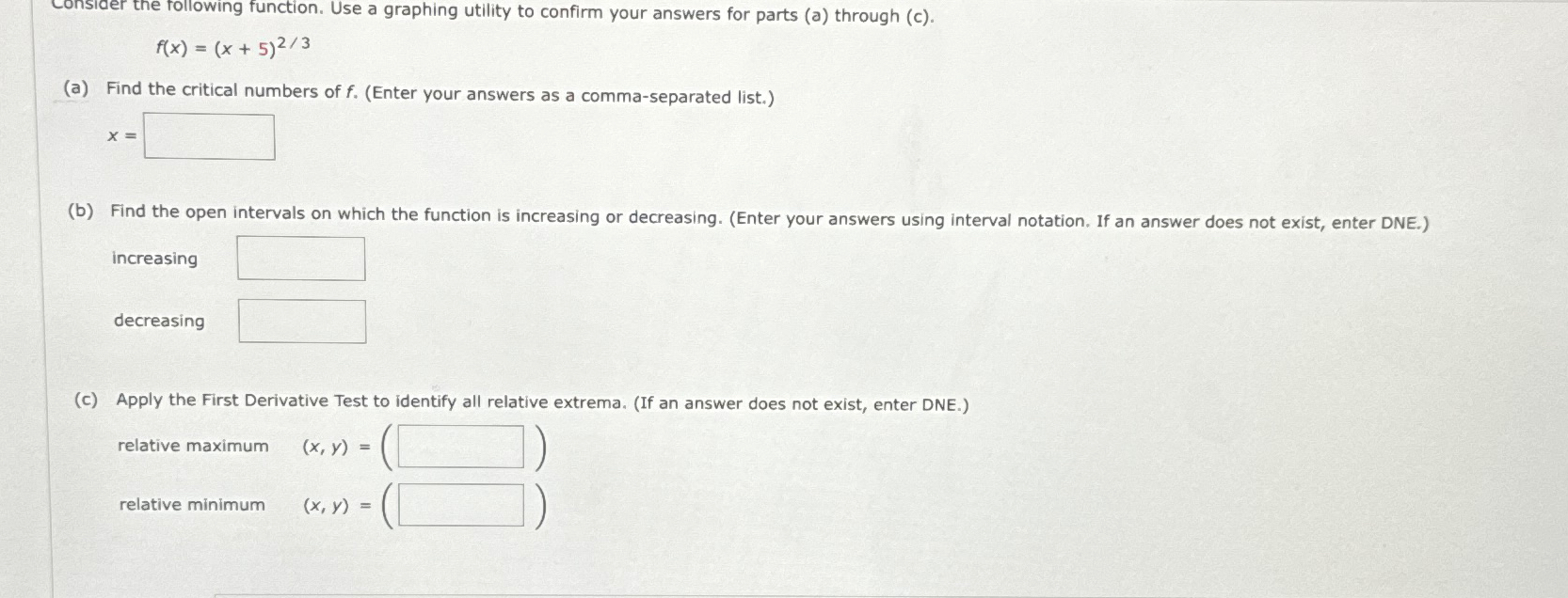 Solved the following function. Use a graphing utility to | Chegg.com