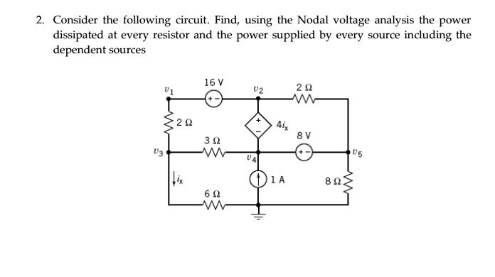Solved Consider the following circuit. Find, using the Nodal | Chegg.com