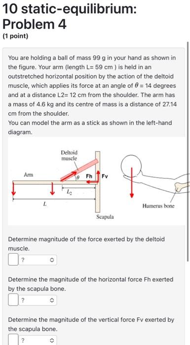 Solved 10 static-equilibrium: Problem 4 (1 point) You are | Chegg.com