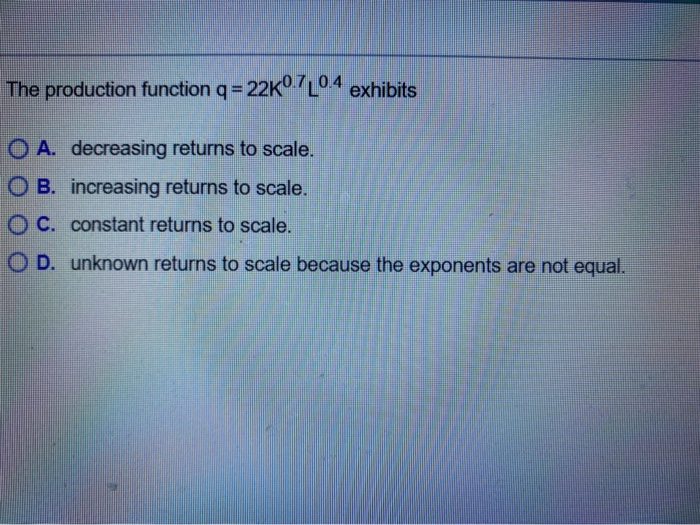 Solved Calculate MPK given the following production | Chegg.com