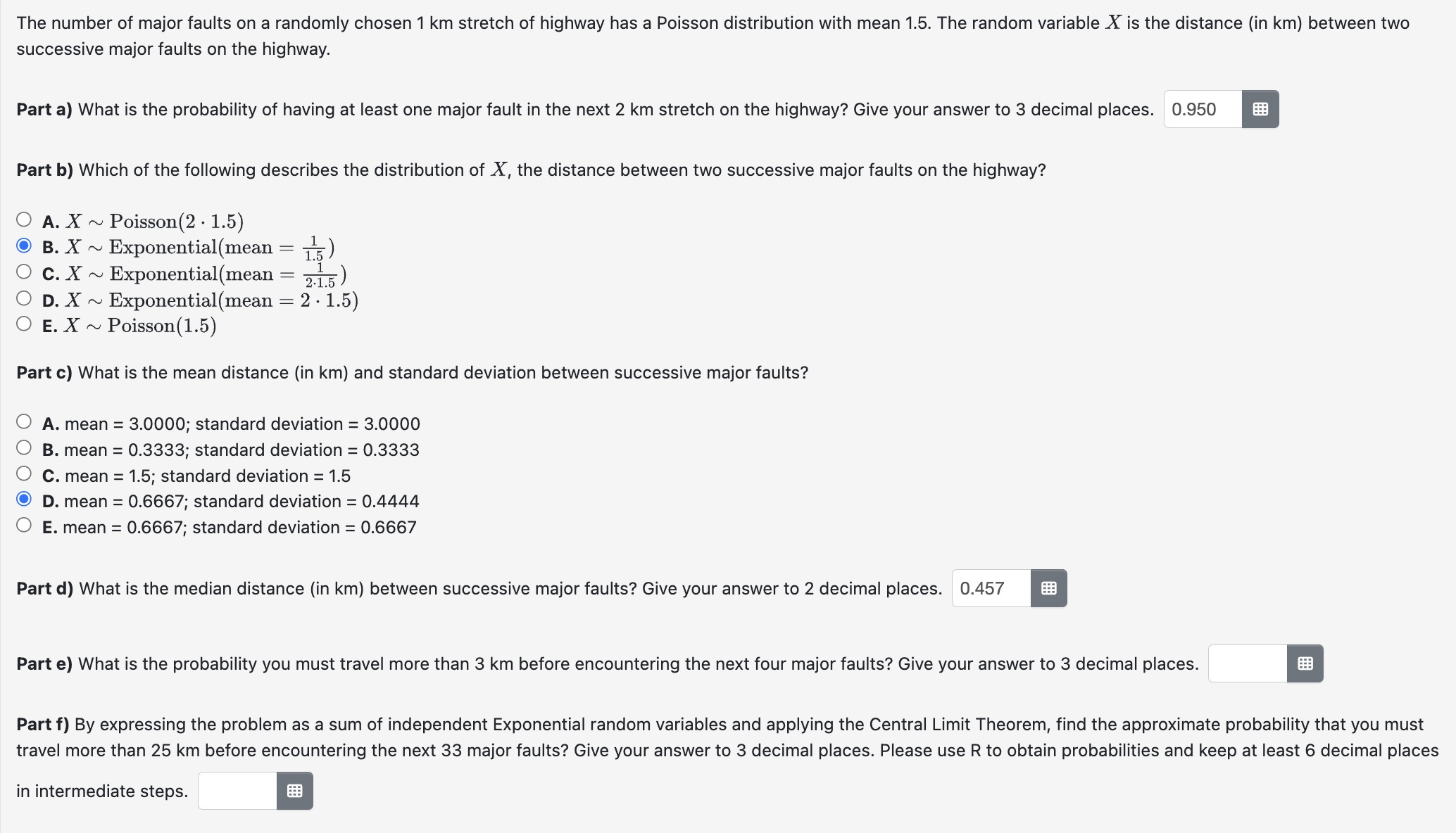 Solved The number of major faults on a randomly chosen 1km | Chegg.com