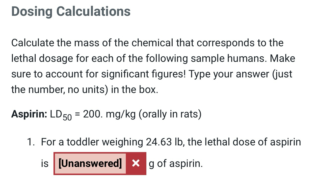 Solved Dosing CalculationsCalculate the mass of the chemical | Chegg.com