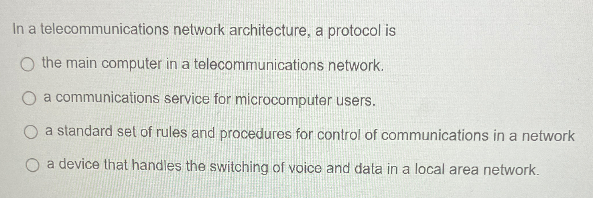 Solved In a telecommunications network architecture, a | Chegg.com