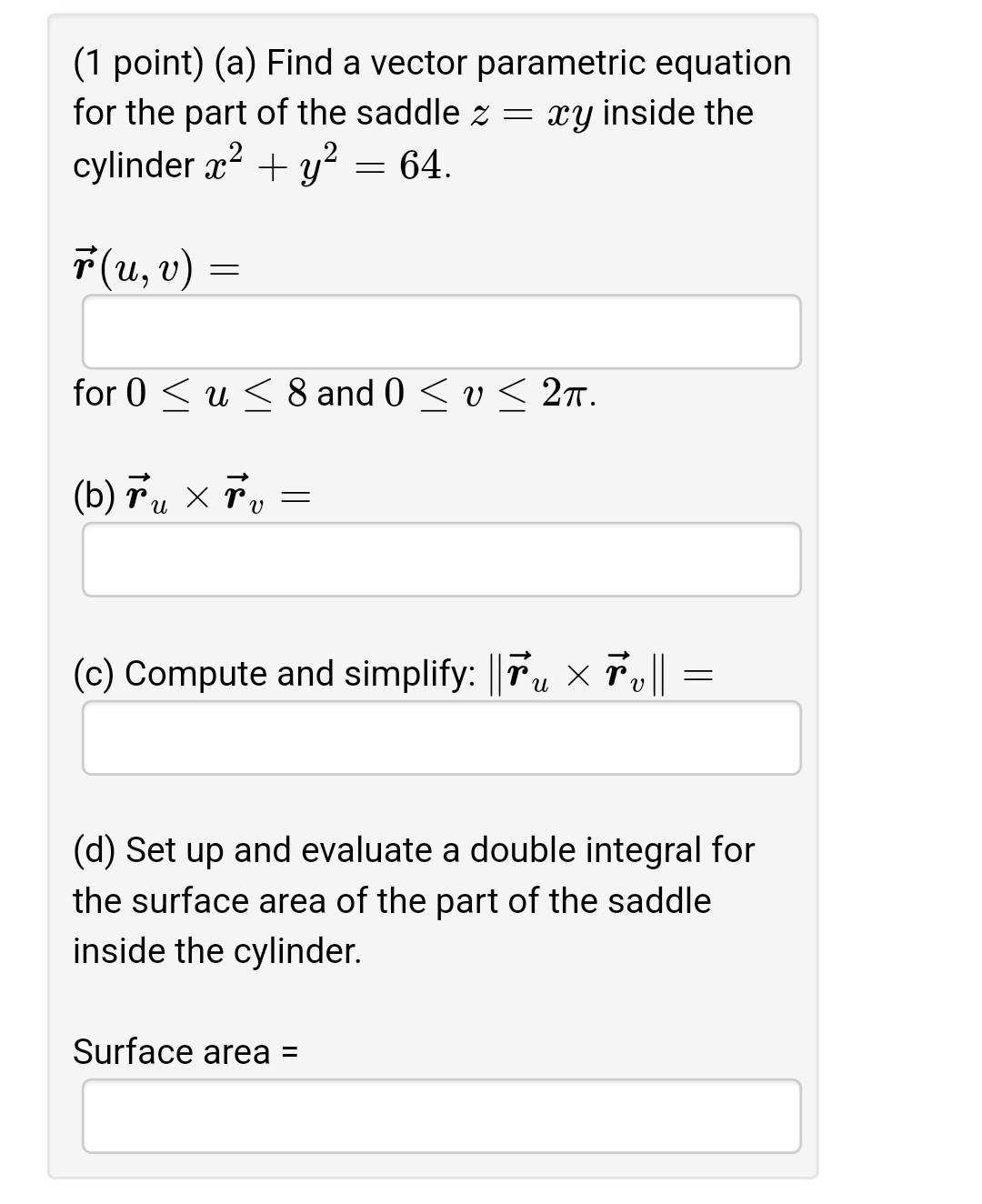 Solved (1 point) (a) Find a vector parametric equation for | Chegg.com