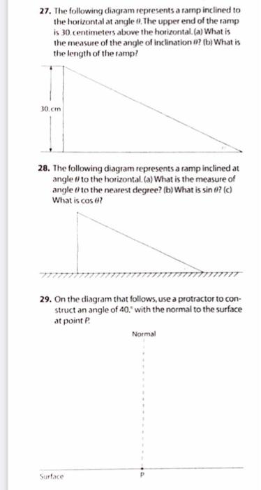 Solved 27. The following diagram represents a ramp inclined | Chegg.com
