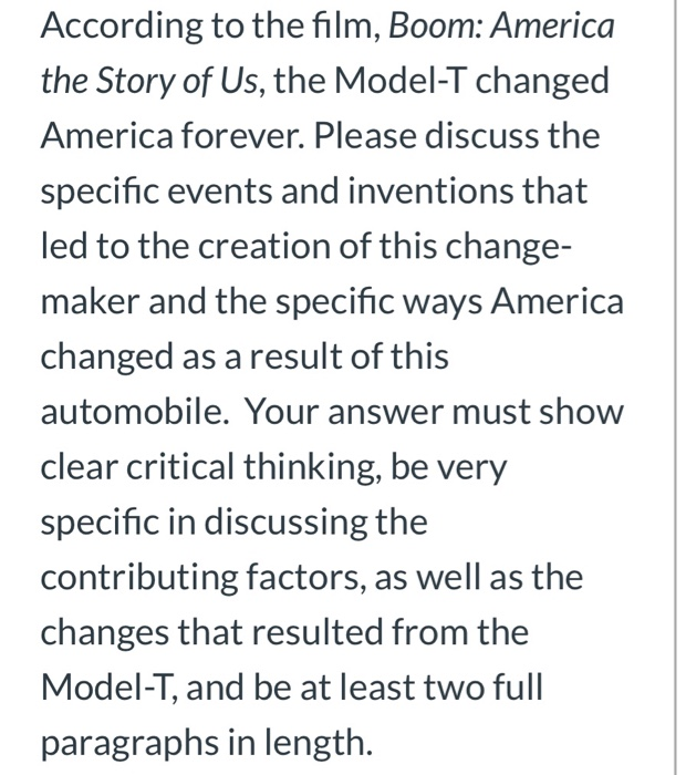 According to the film, Boom: America the Story of Us, | Chegg.com