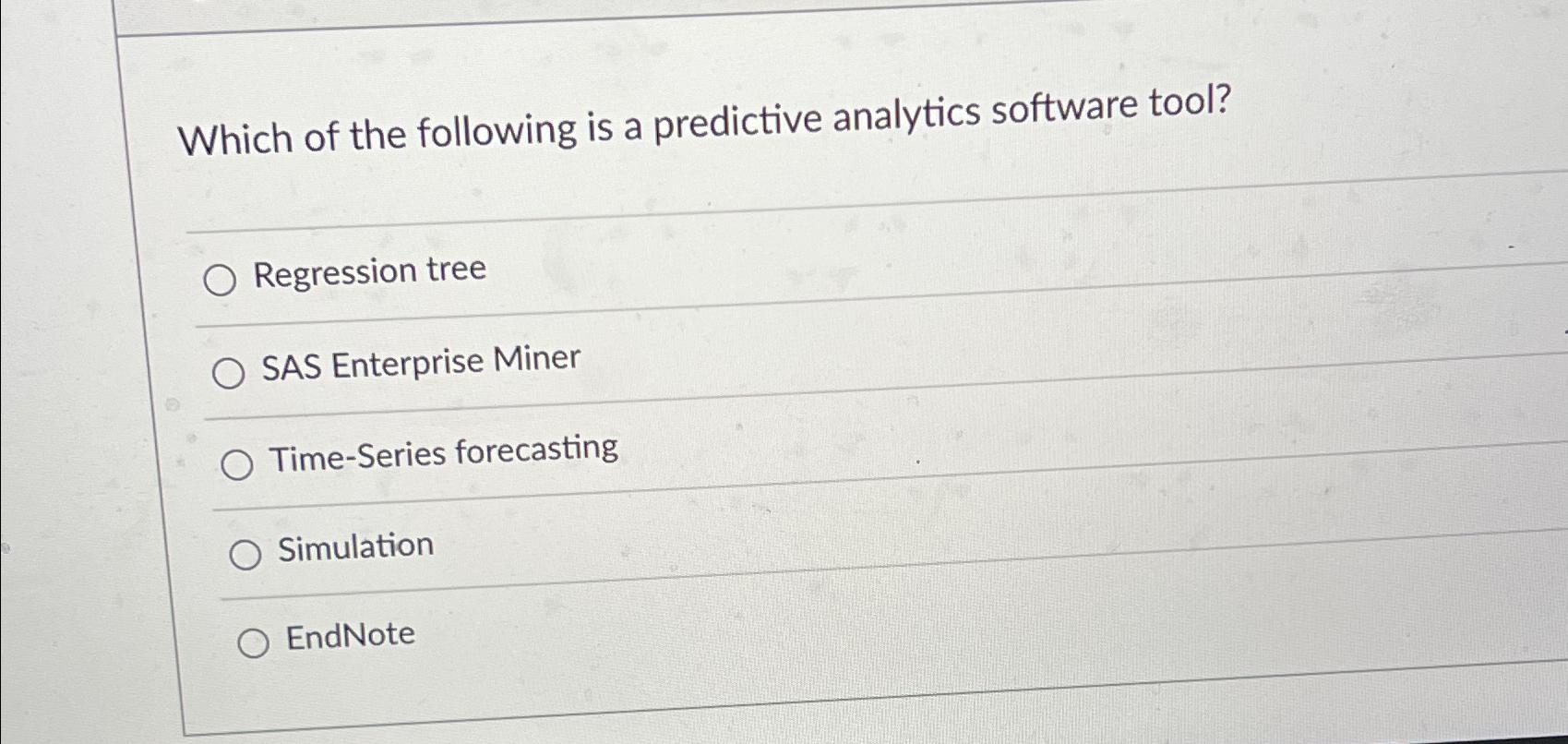 Solved Which of the following is a predictive analytics | Chegg.com