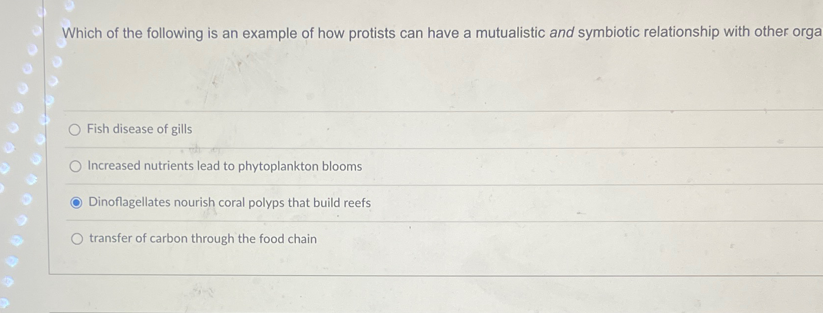 Solved Which of the following is an example of how protists | Chegg.com