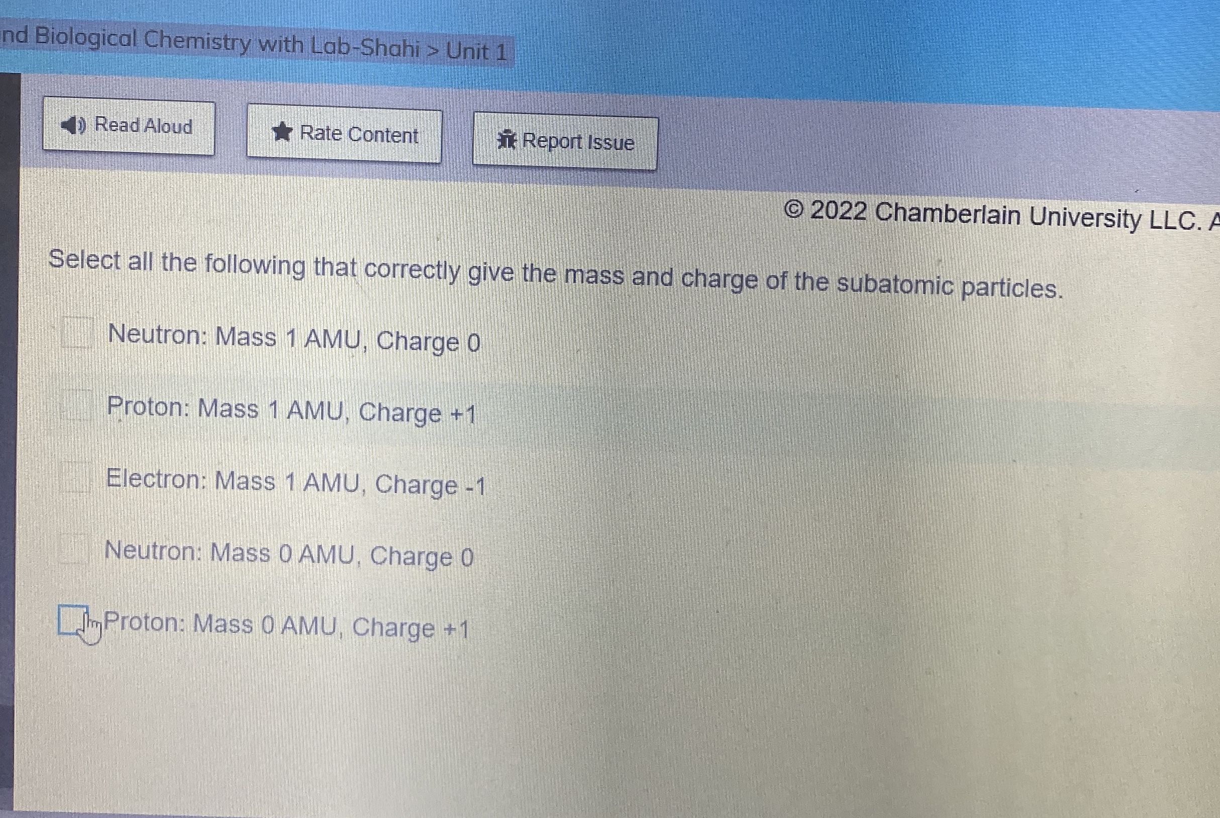 Solved Biological Chemistry with Lab-Shahi > ﻿Unit 1(C) 2022 | Chegg.com