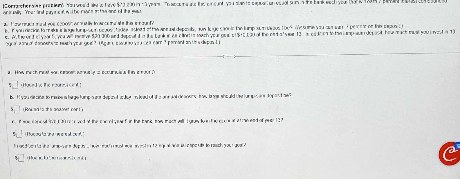 Solved (Comprehensive problem) ﻿You would like to have | Chegg.com