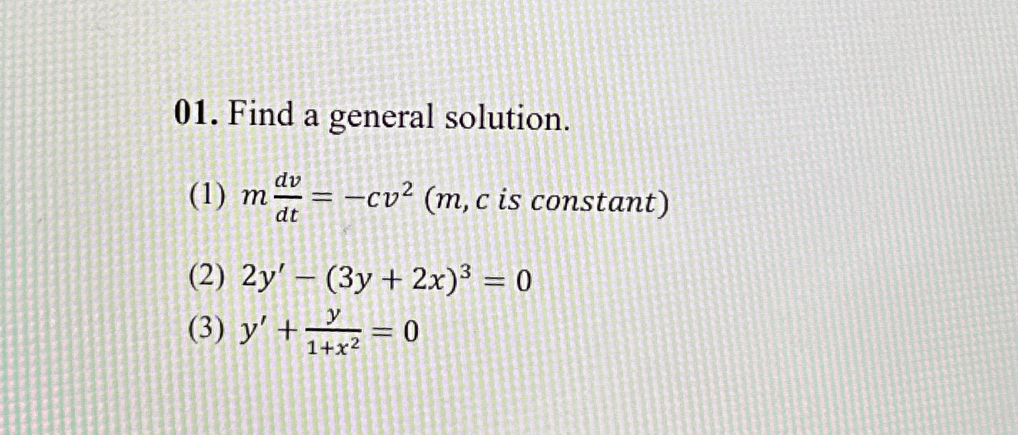 Solved Find a general solution. | Chegg.com
