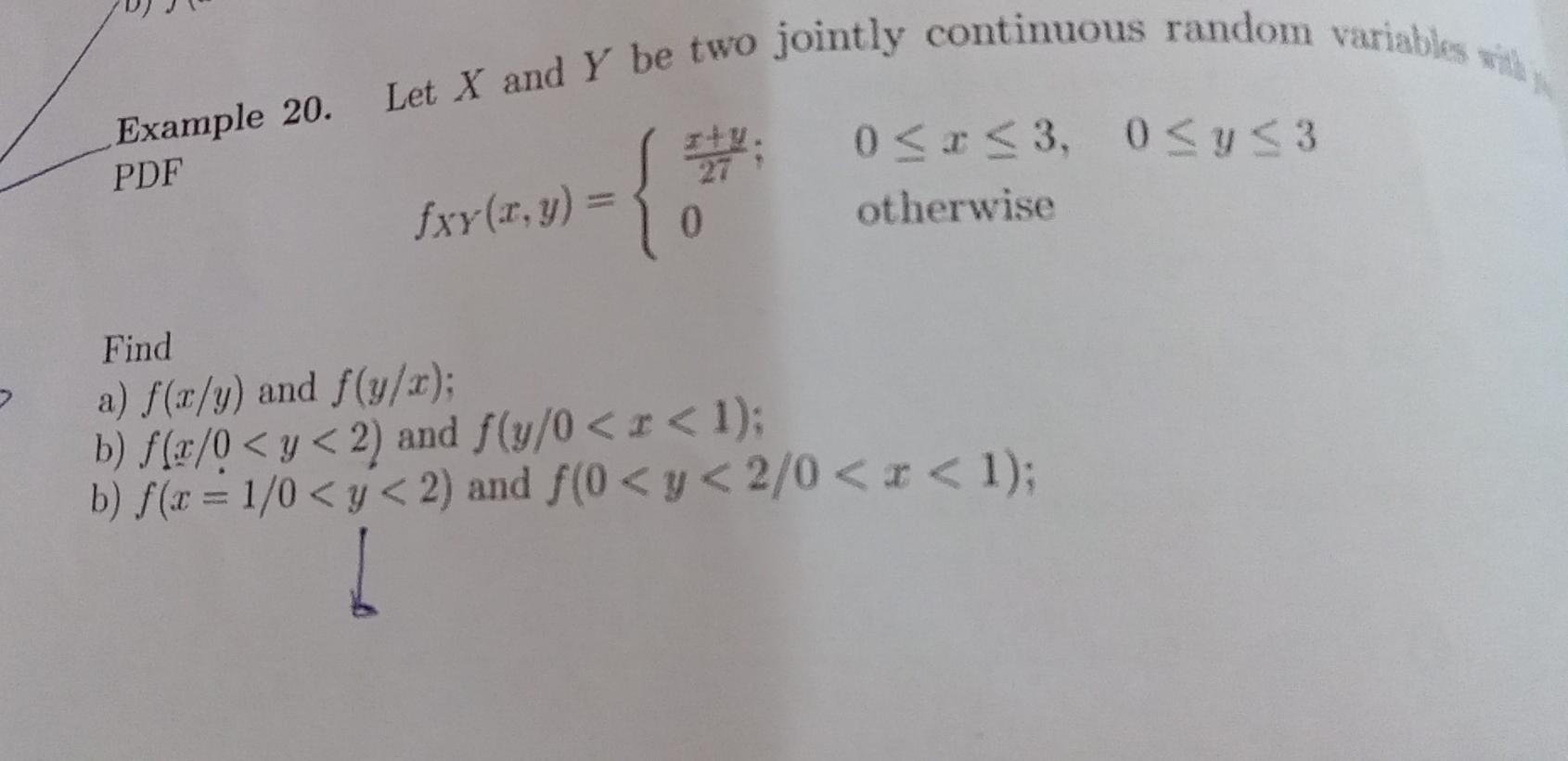 Solved Example 20. PDF Let X and Y be two jointly continuous | Chegg.com