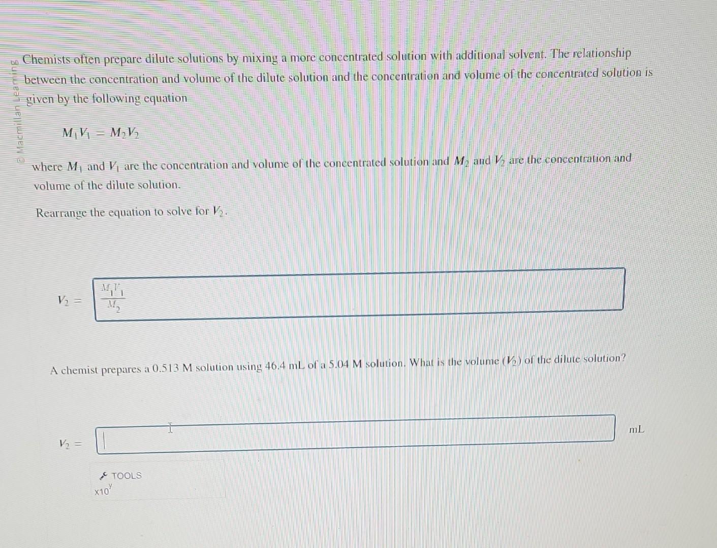 Solved Chemists often prepare dilute solutions by mixing a | Chegg.com