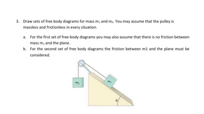 Solved 3. Draw sets of free body diagrams for mass m1 and | Chegg.com