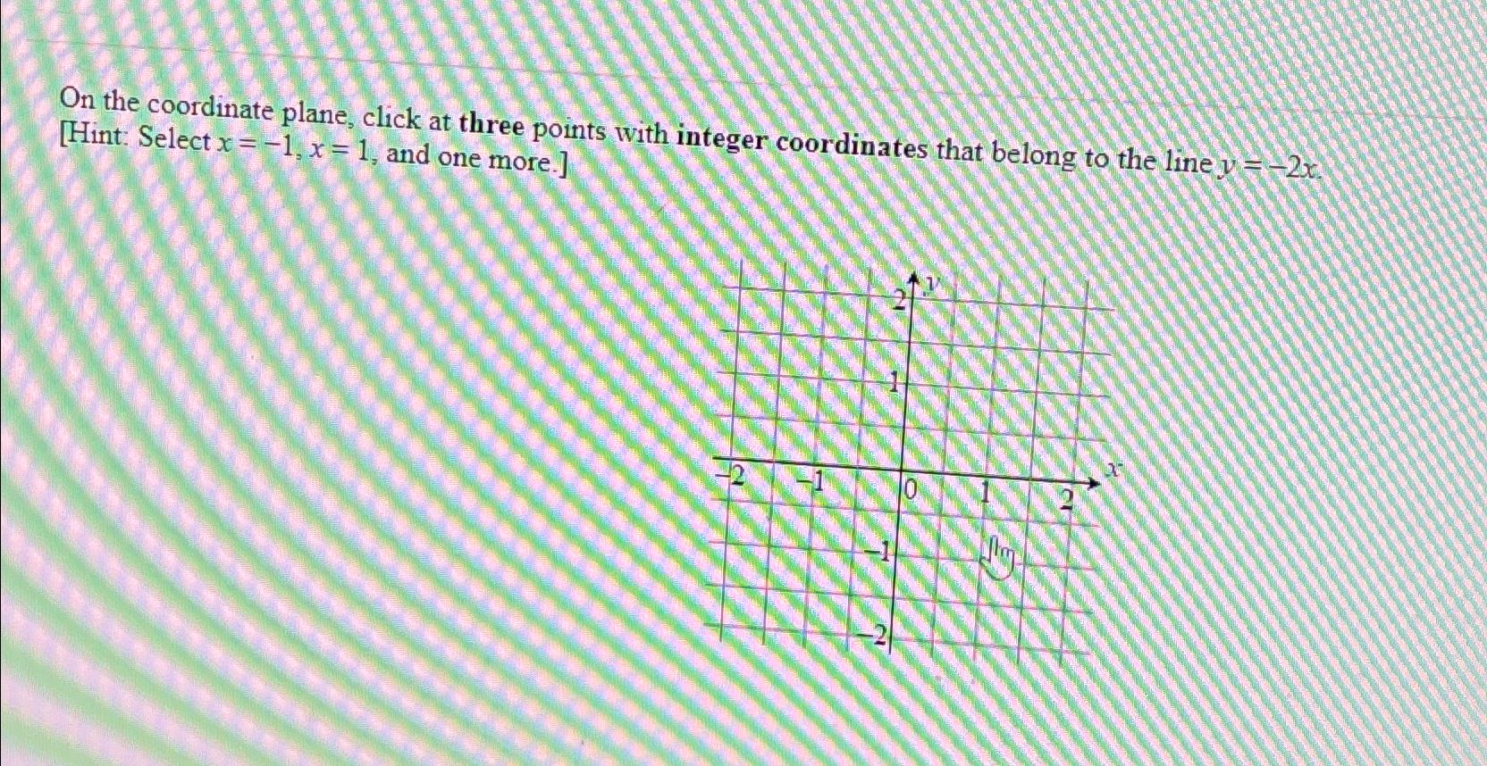 Solved On the coordinate plane, click at three points with | Chegg.com