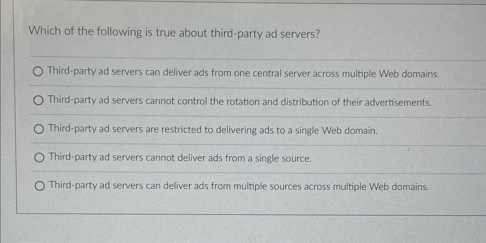 Solved Which of the following is true about third-party ad | Chegg.com