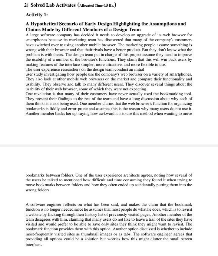 Lab Task 1 In groups of two, come up with an | Chegg.com