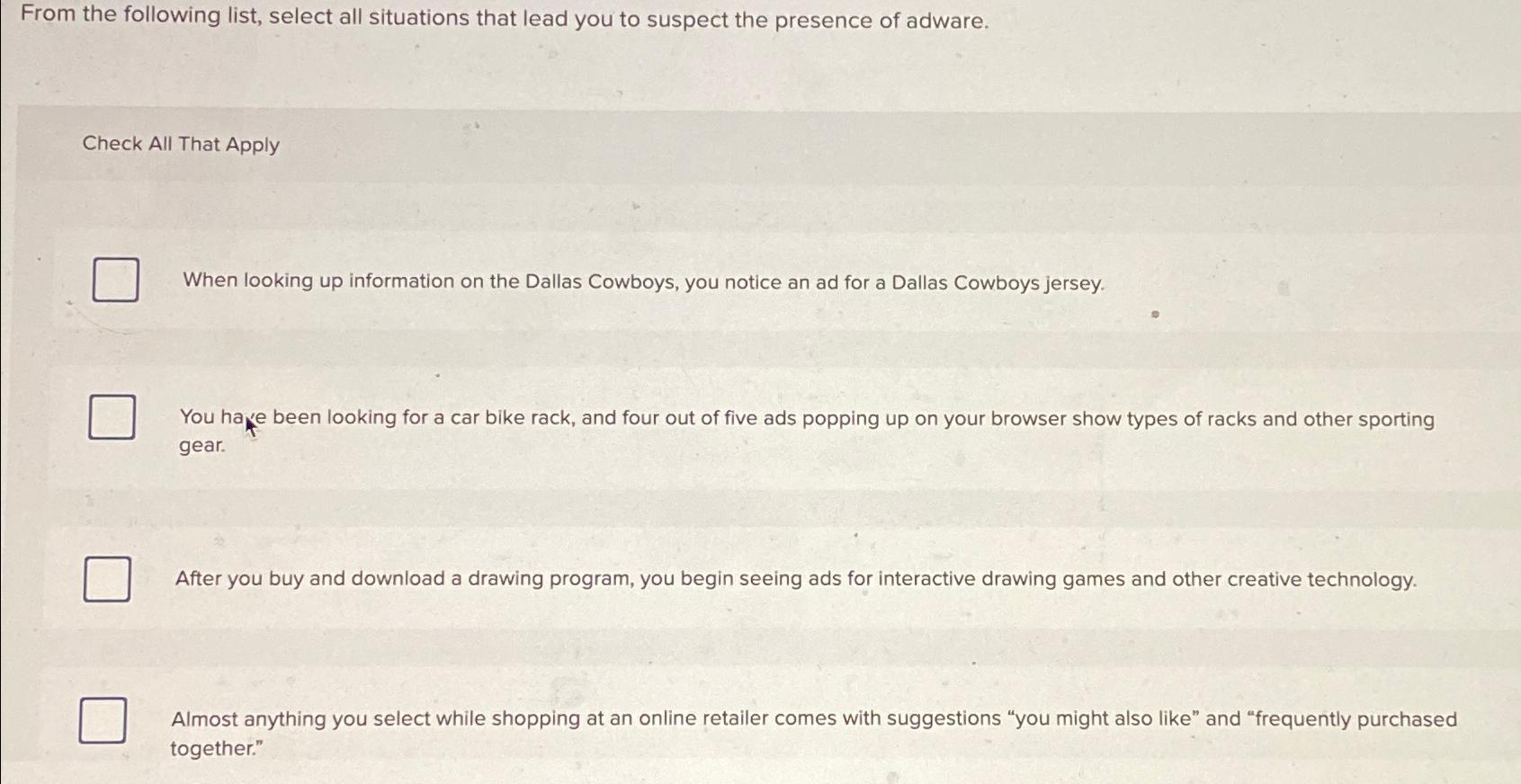 Solved From the following list, select all situations that | Chegg.com