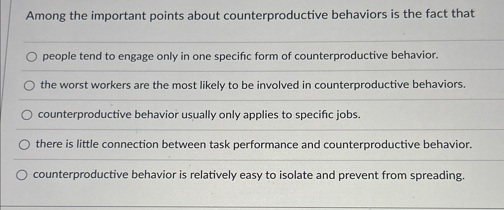 Solved Among the important points about counterproductive | Chegg.com