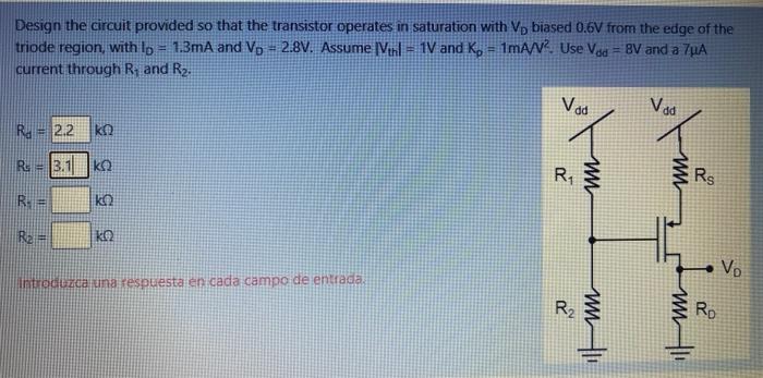 Solved Design the circuit provided so that the transistor | Chegg.com