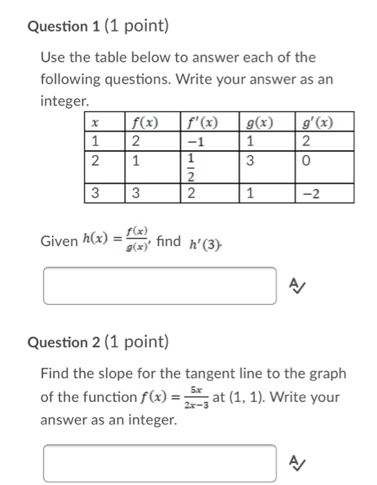 Solved Question 1 (1 point) Use the table below to answer | Chegg.com