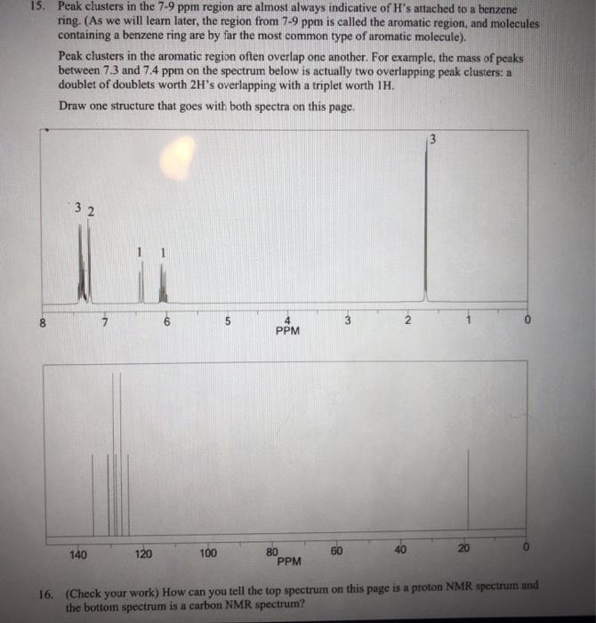 Solved 15. Peak clusters in the 7-9 ppm region are almost | Chegg.com