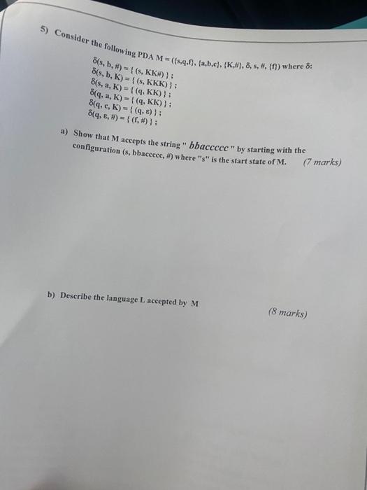 Solved Consider the following PDA | Chegg.com