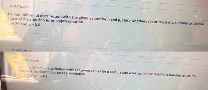 Solved For binomial Distribution with the given values fir n | Chegg.com