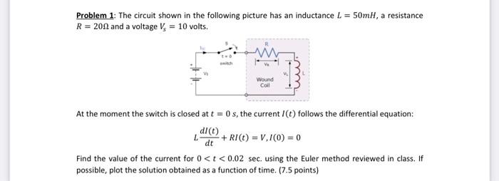 Solved Problem 1: The circuit shown in the following picture | Chegg.com