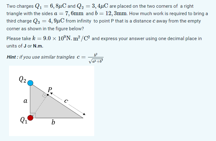 Solved Two charges Q1=6,8μC ﻿and Q2=3,4μC ﻿are placed on the | Chegg.com