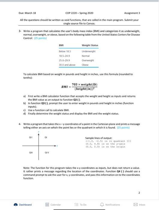 Solved Due March 18 Cop 2220 Spring 2020 Assignment 3 All