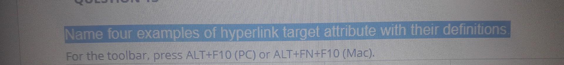 Solved Name four examples of hyperlink target atiribute with | Chegg.com