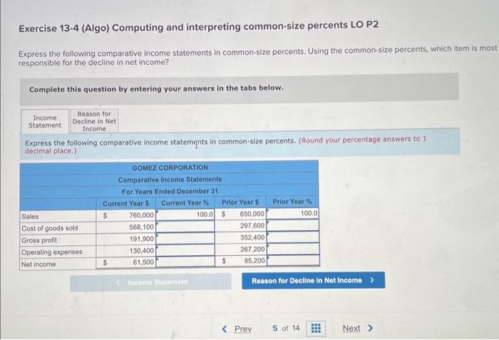 Solved Exercise 13-4 (Algo) Computing and interpreting | Chegg.com
