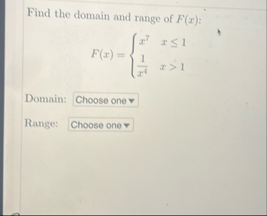 Solved Find the domain and range of F(x) | Chegg.com
