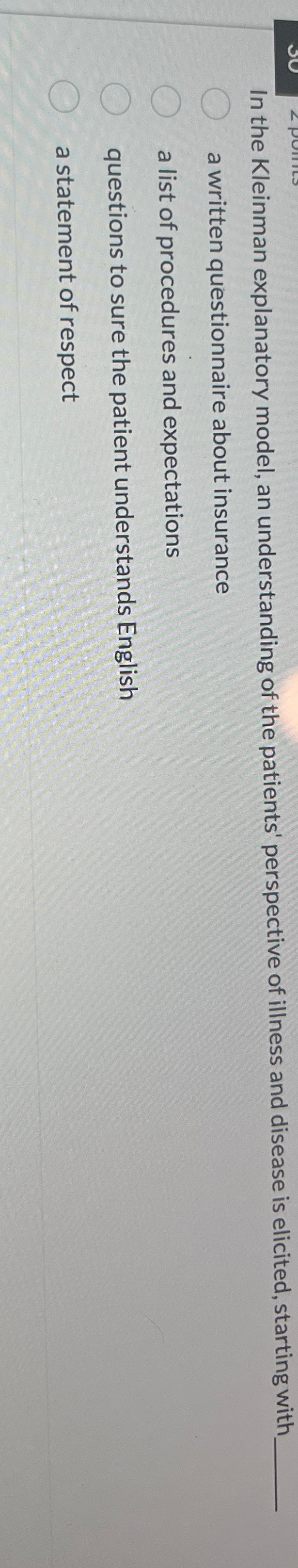 Solved In the Kleinman explanatory model, an understanding | Chegg.com