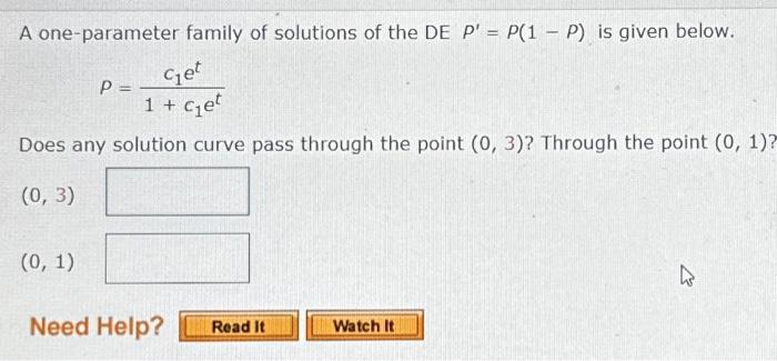 Solved 9. [-/2 Points] A one-parameter family of solutions | Chegg.com