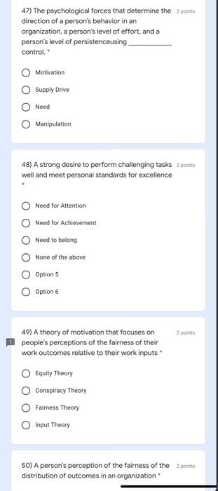 Solved 47) The psychological forces that determine the | Chegg.com