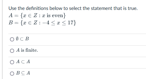 Solved Use the definitions below to select the statement | Chegg.com