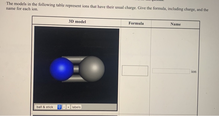 Solved The models in the following table represent ions that | Chegg.com