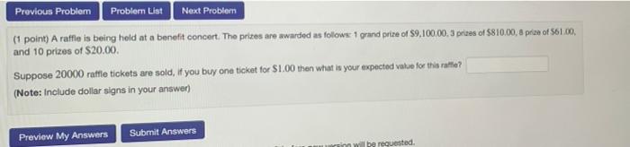 Solved Previous Probler Problern List Next Problem (1 point) | Chegg.com