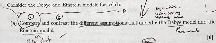 Solved Consider the Debye and Einstein models for solids. | Chegg.com