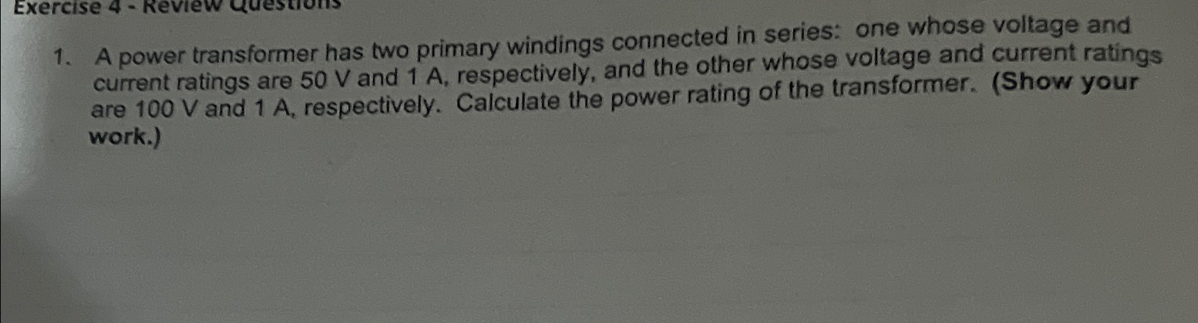 Solved A power transformer has two primary windings | Chegg.com