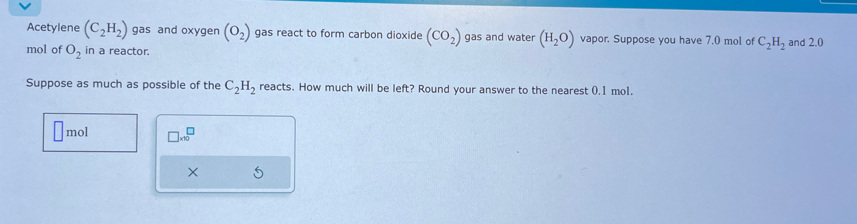 Solved Acetylene (C_(2)H_(2)) gas and oxygen (O_(2)) gas | Chegg.com