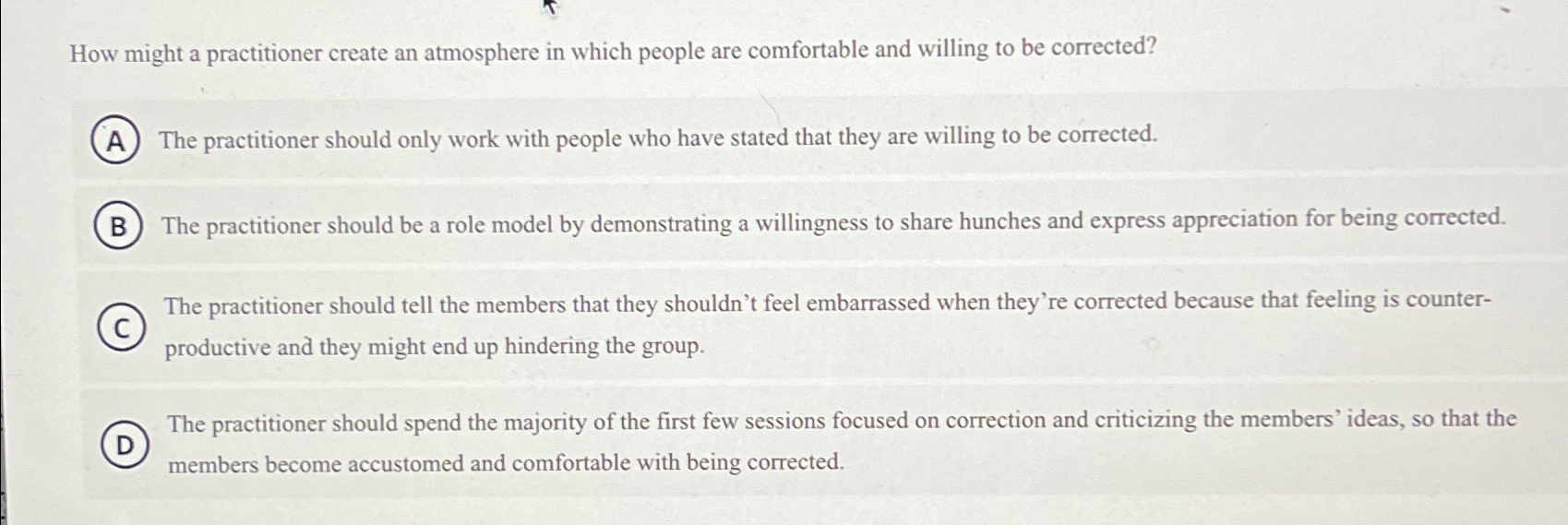 Solved How might a practitioner create an atmosphere in | Chegg.com