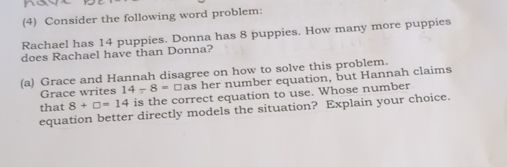 Solved (4) ﻿Consider the following word problem:Rachael has | Chegg.com