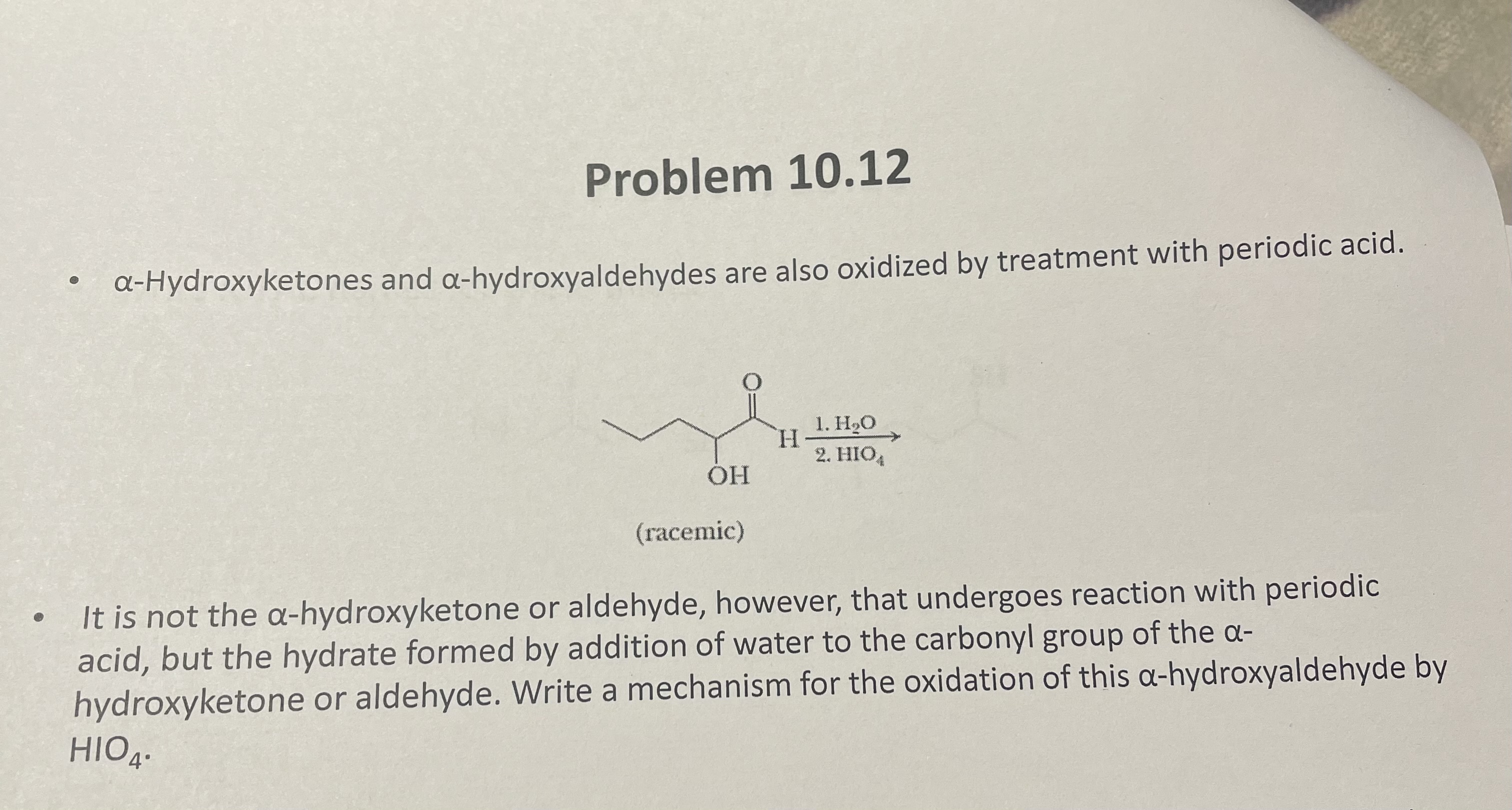 Solved Problem 10.12α-Hydroxyketones and α-hydroxyaldehydes | Chegg.com