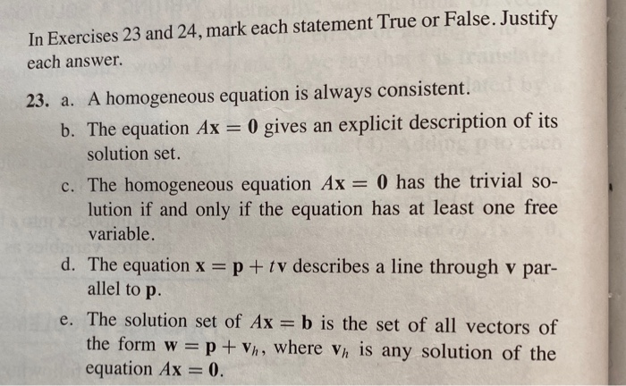 Solved In Exercises 23 and 24, mark each statement True or | Chegg.com