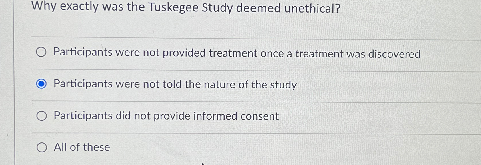 Solved Why exactly was the Tuskegee Study deemed | Chegg.com